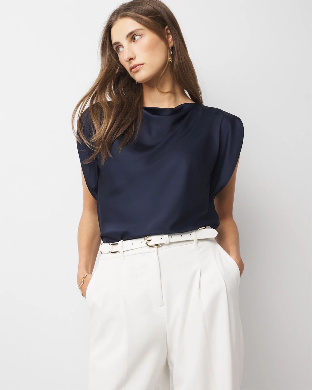 Satin Petal Sleeve Blouse | White House Black Market